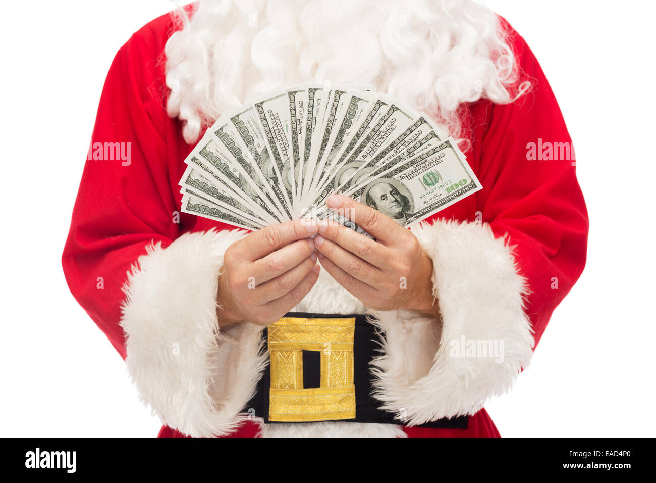 close up of santa claus with dollar money Stock Photo - Alamy