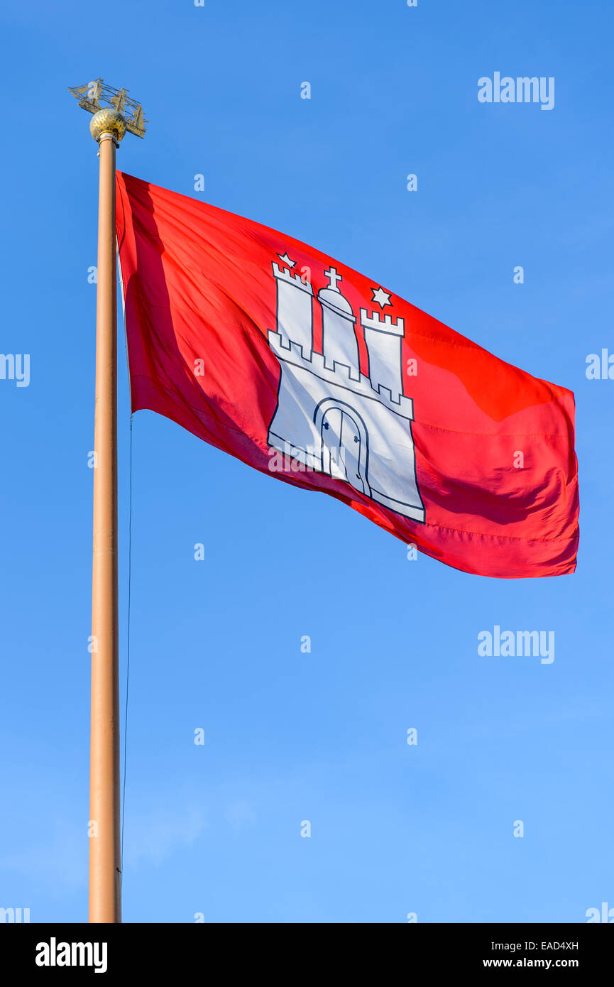 The flag of the Free and Hanseatic City of Hamburg, Hamburg, Germany ...