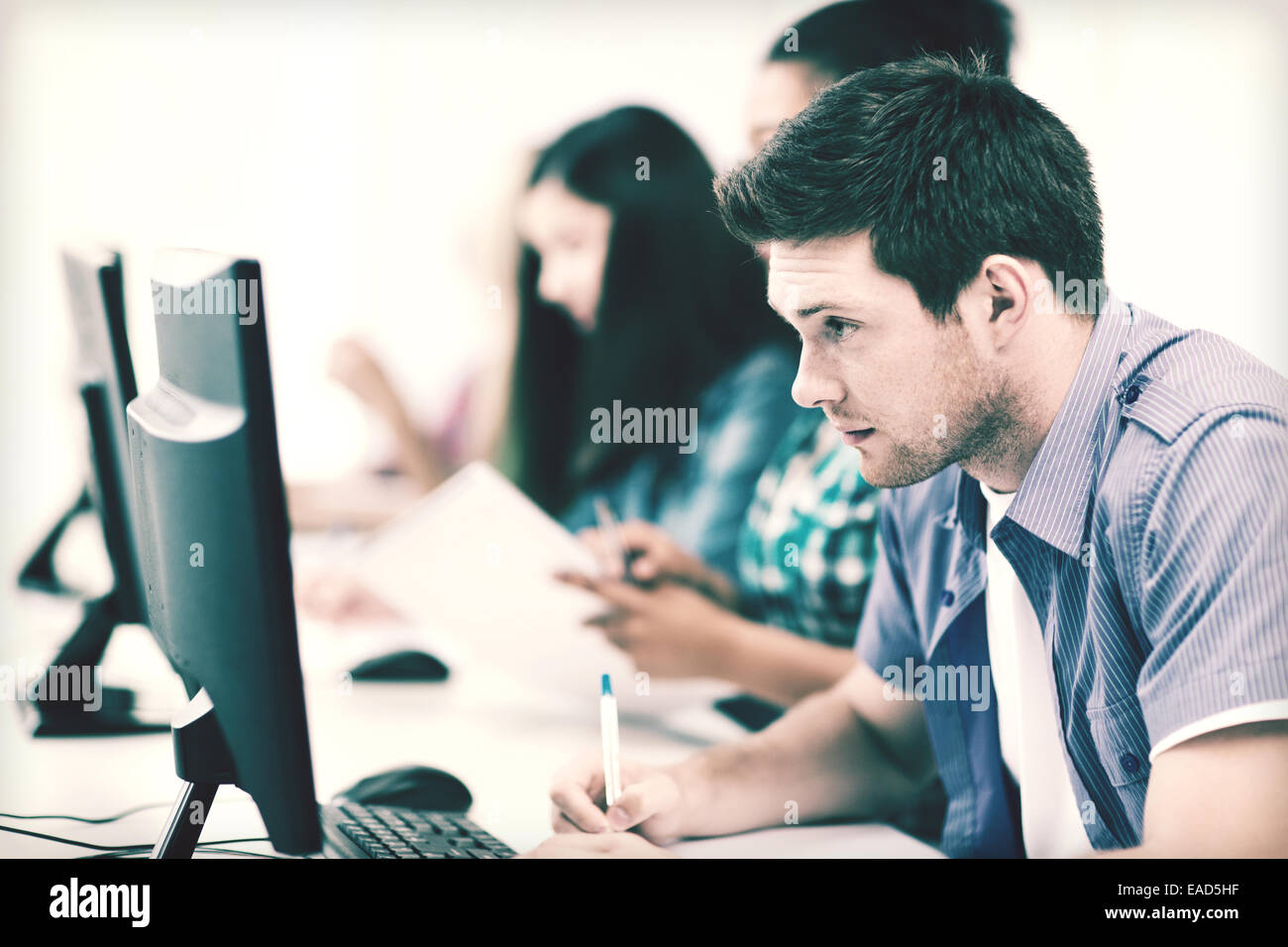 student with computer studying at school Stock Photo - Alamy