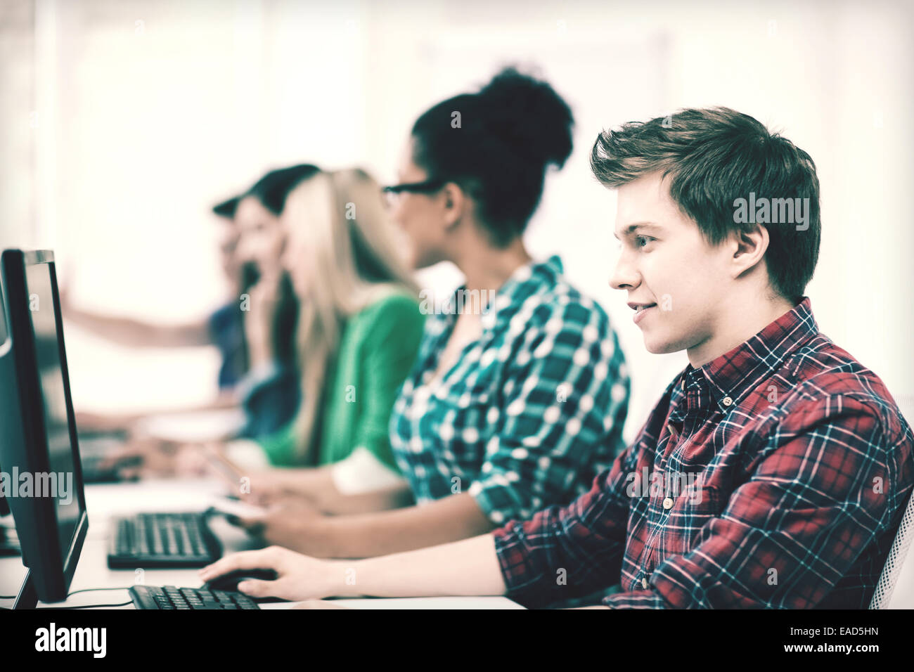 student with computer studying at school Stock Photo - Alamy