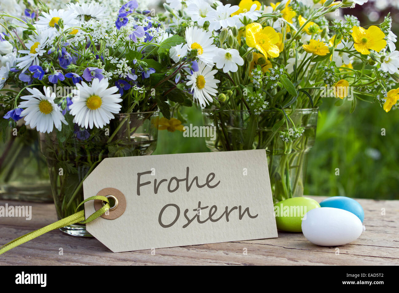 german easter card with wildflowers Stock Photo - Alamy
