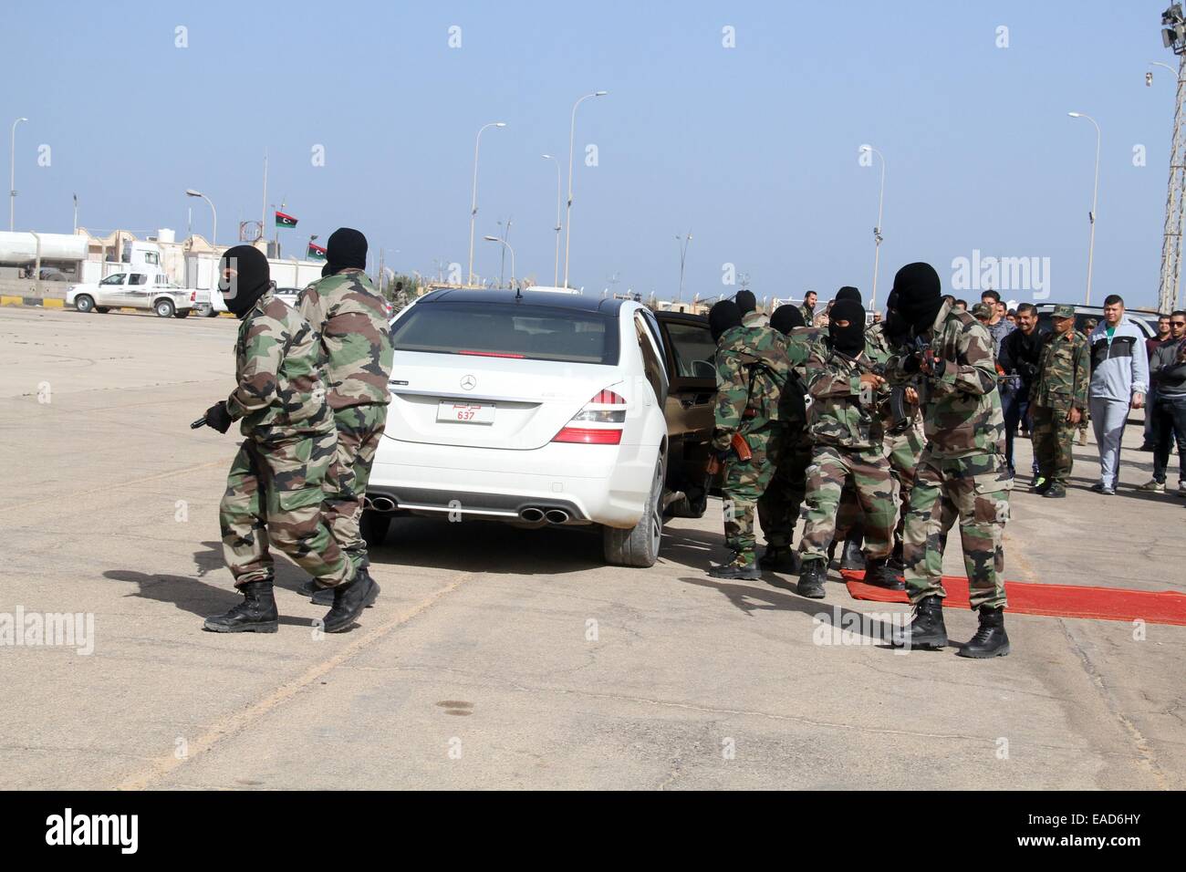Tripoli, Libya. 12th Nov, 2014. Libyan soldiers demonstrate their ...