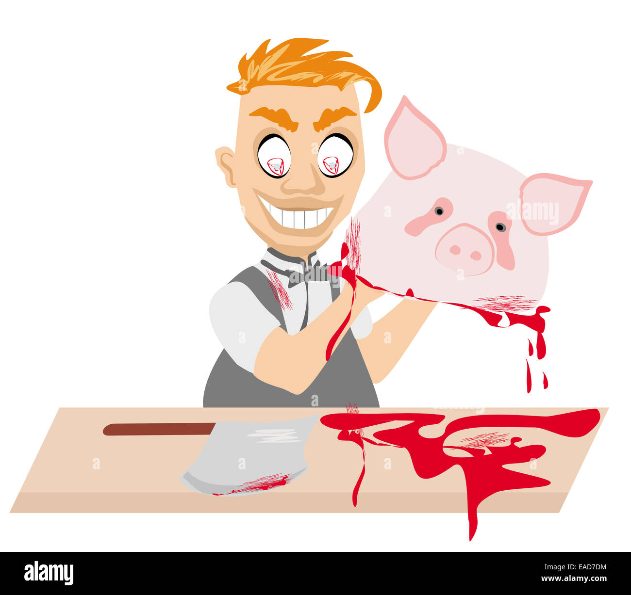 Crazy insane butcher covered with blood Stock Photo - Alamy