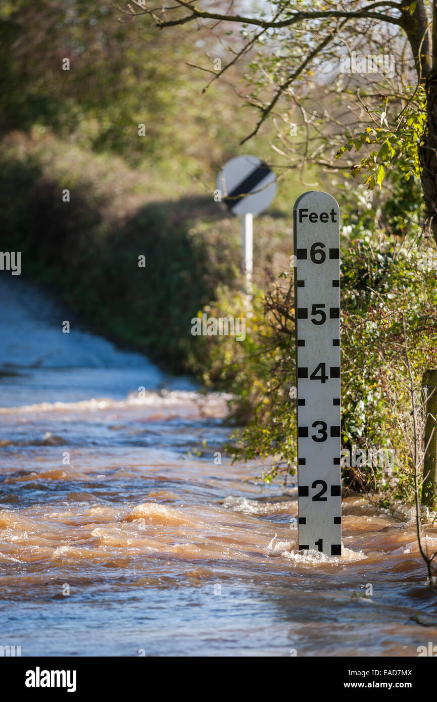 Flooding near Rewe, Exeter, Devon, UK, where the River Culm burst its ...