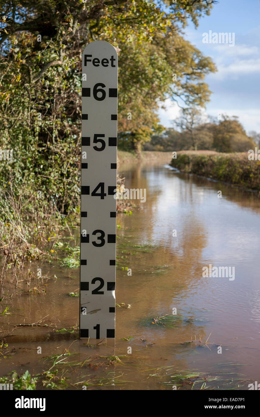 Flooding near Rewe, Exeter, Devon, UK, where the River Culm burst its ...