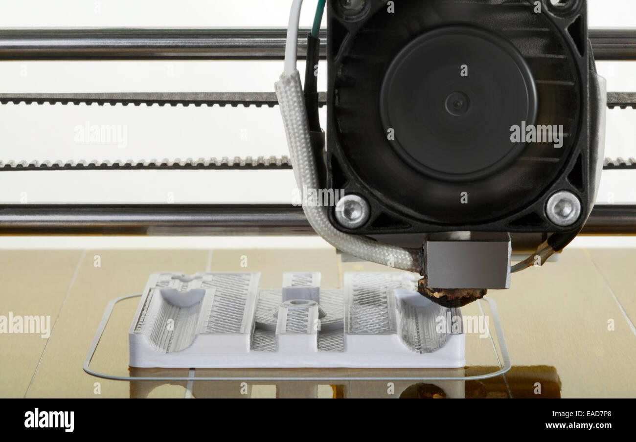 Printing Plastic Part Prototype with 3D Printer Stock Photo - Alamy