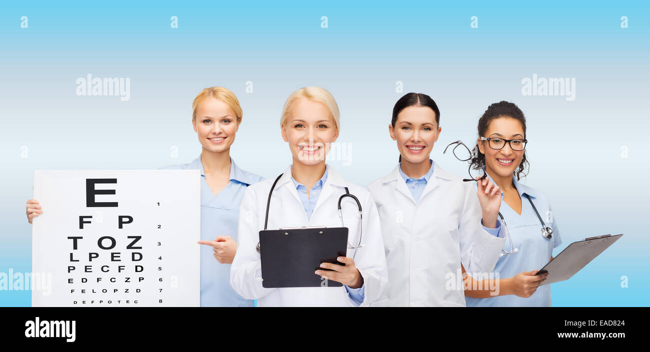 smiling female eye doctors and nurses Stock Photo - Alamy
