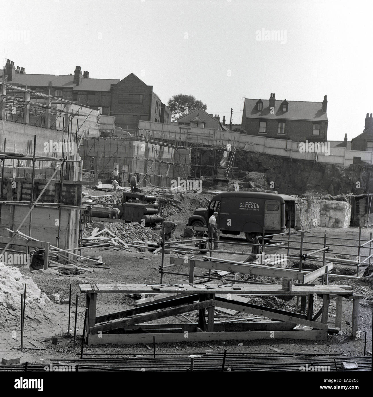 1950s historical picture of a building or construction site, Sheffield ...