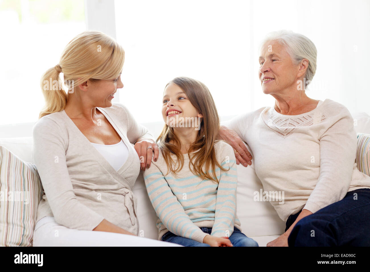 smiling family at home Stock Photo - Alamy