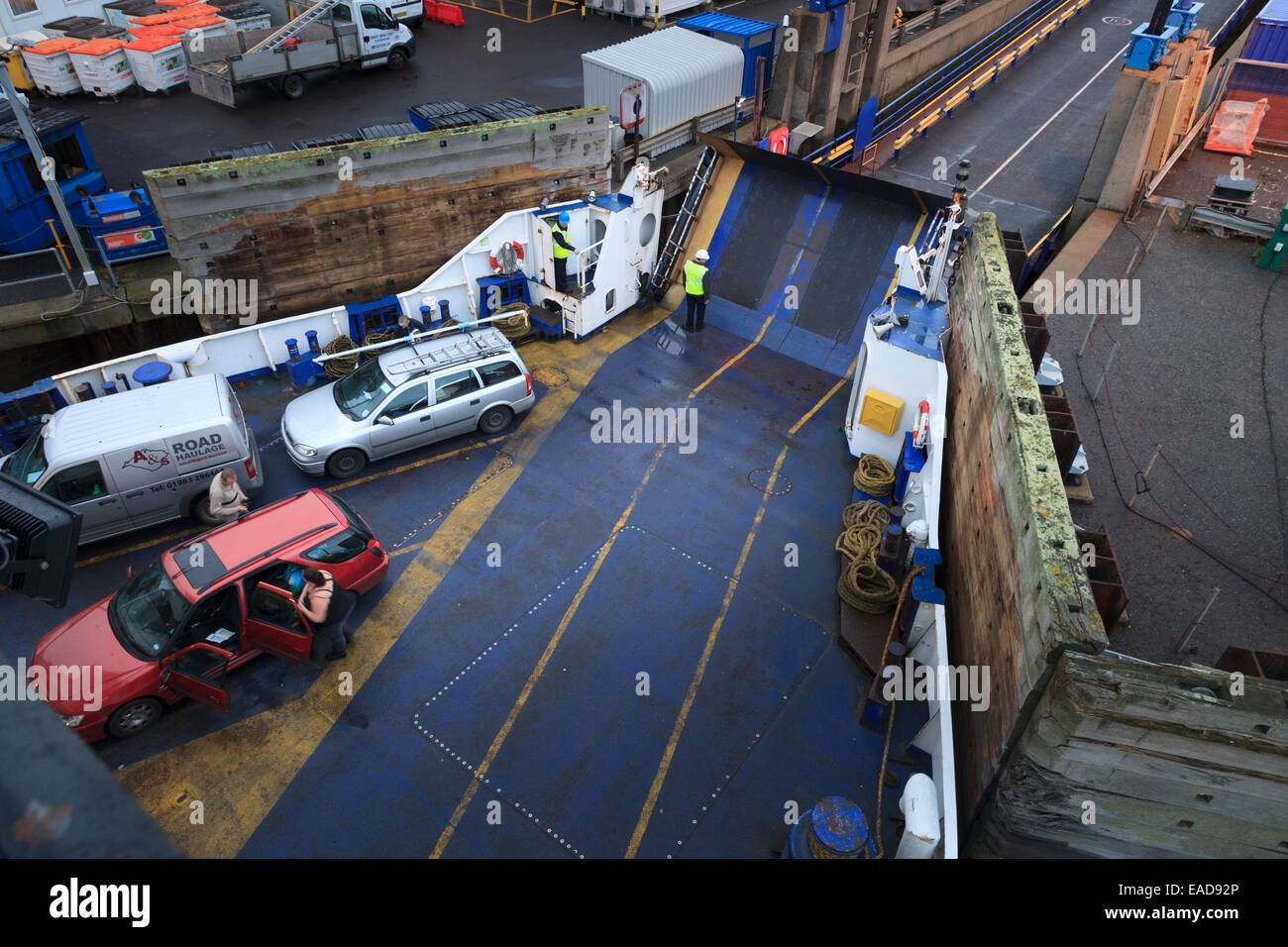 Loading ramp being raised on a car ferry Stock Photo - Alamy