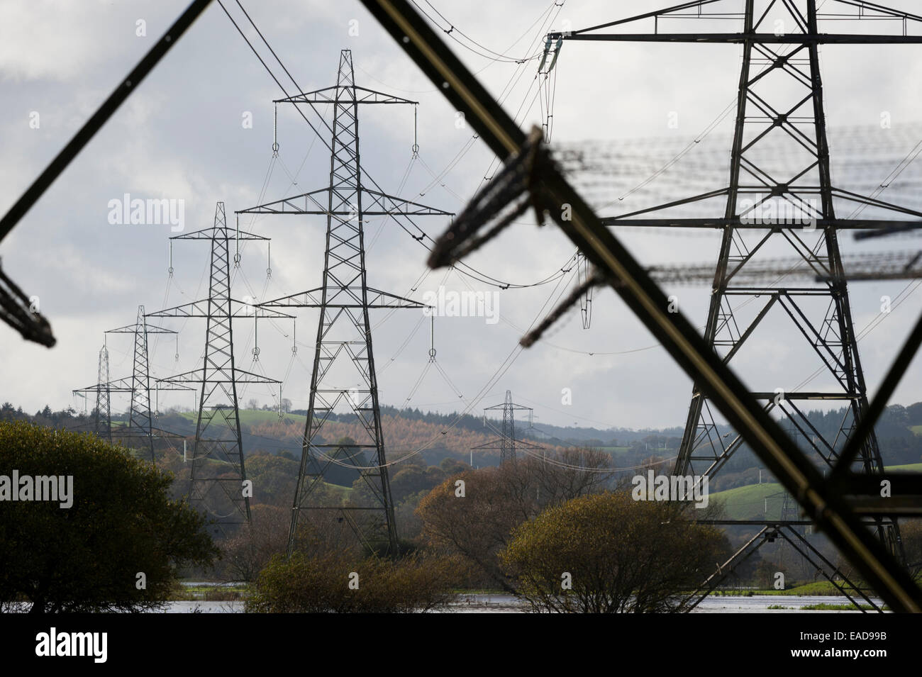 Electricity pylons flooding hi-res stock photography and images - Alamy