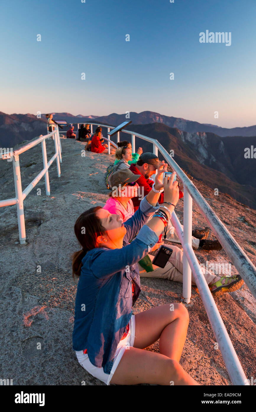 Tourists on the summit of Moro Rock a granite outcrop viewpoint in the ...