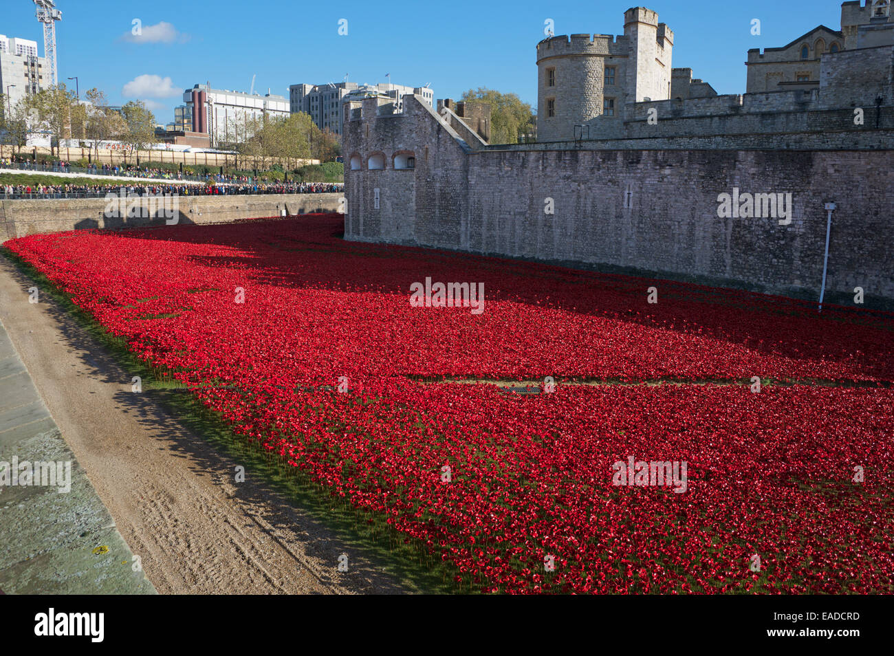 Tower of London ceramic poppies installation London England Stock Photo ...