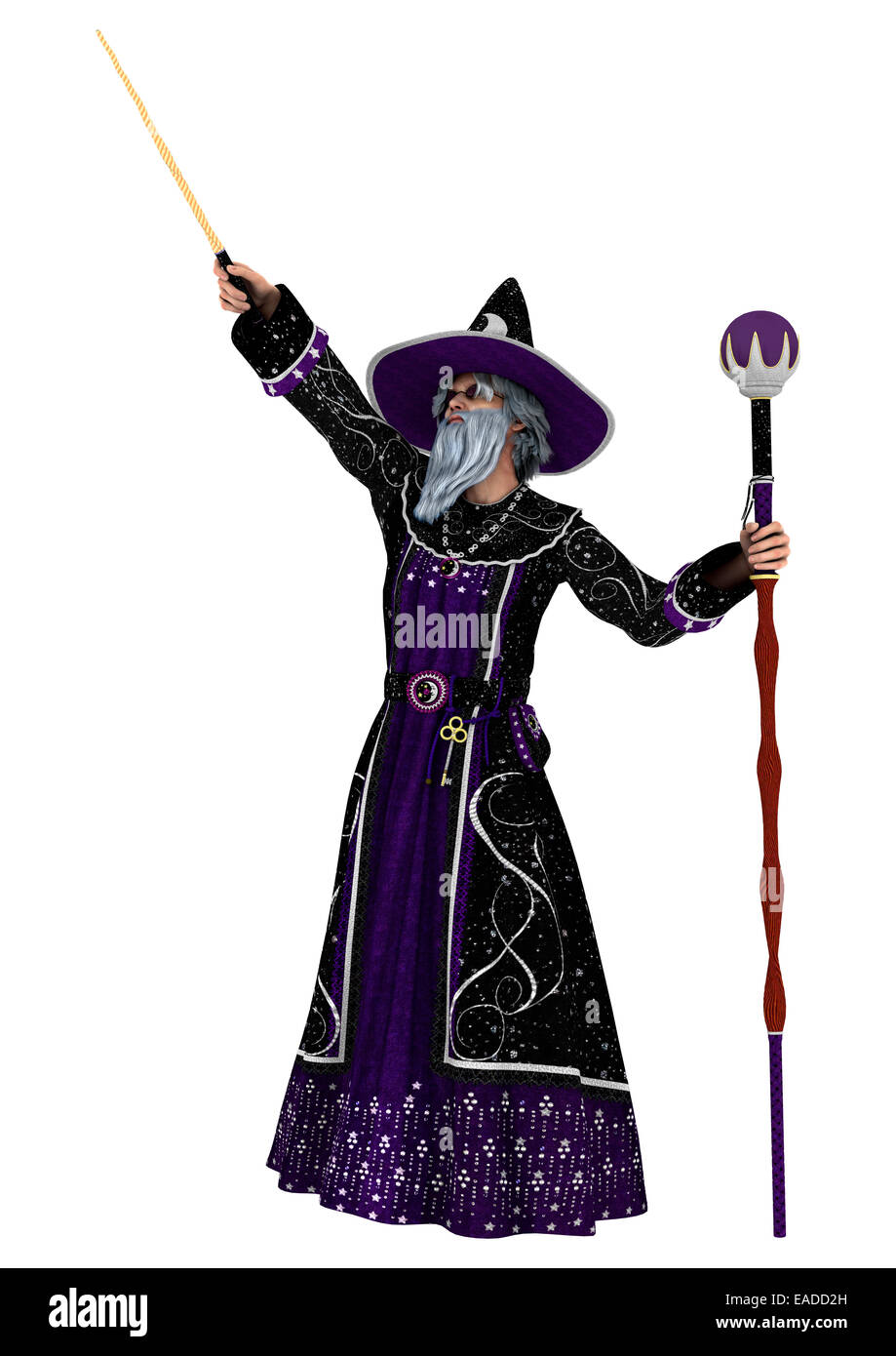 3D digital render of a fairy tale mage isolated on white background ...