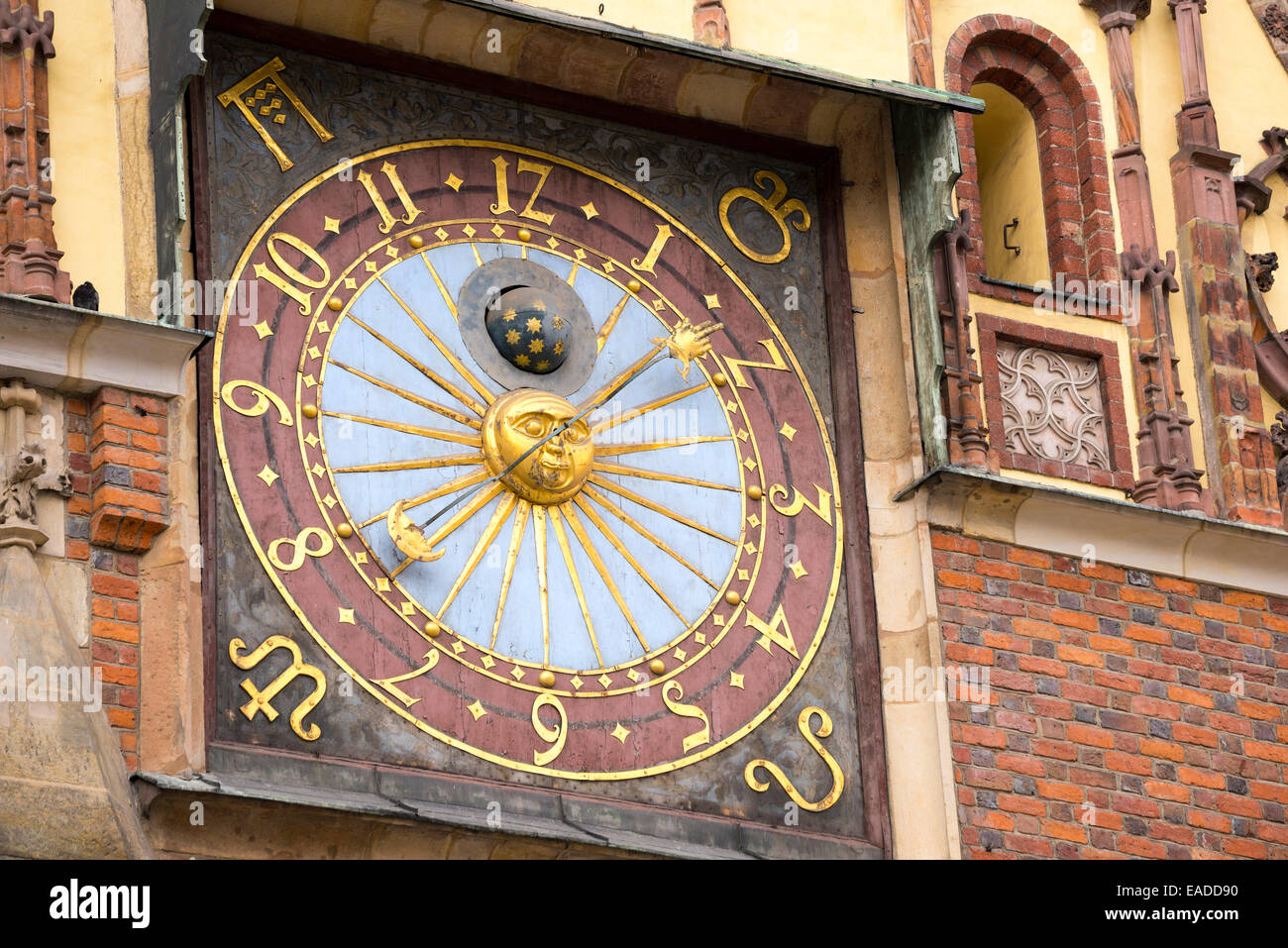 WROCLAW, POLAND - OCTOBER24, 2014: City hall clock, Wroclaw, Poland ...