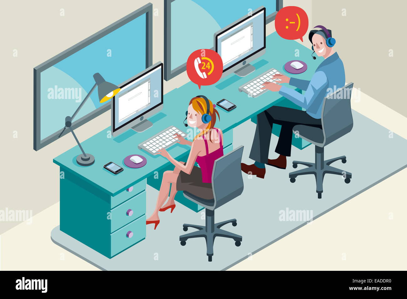 Cartoon man using computer in hi-res stock photography and images - Alamy