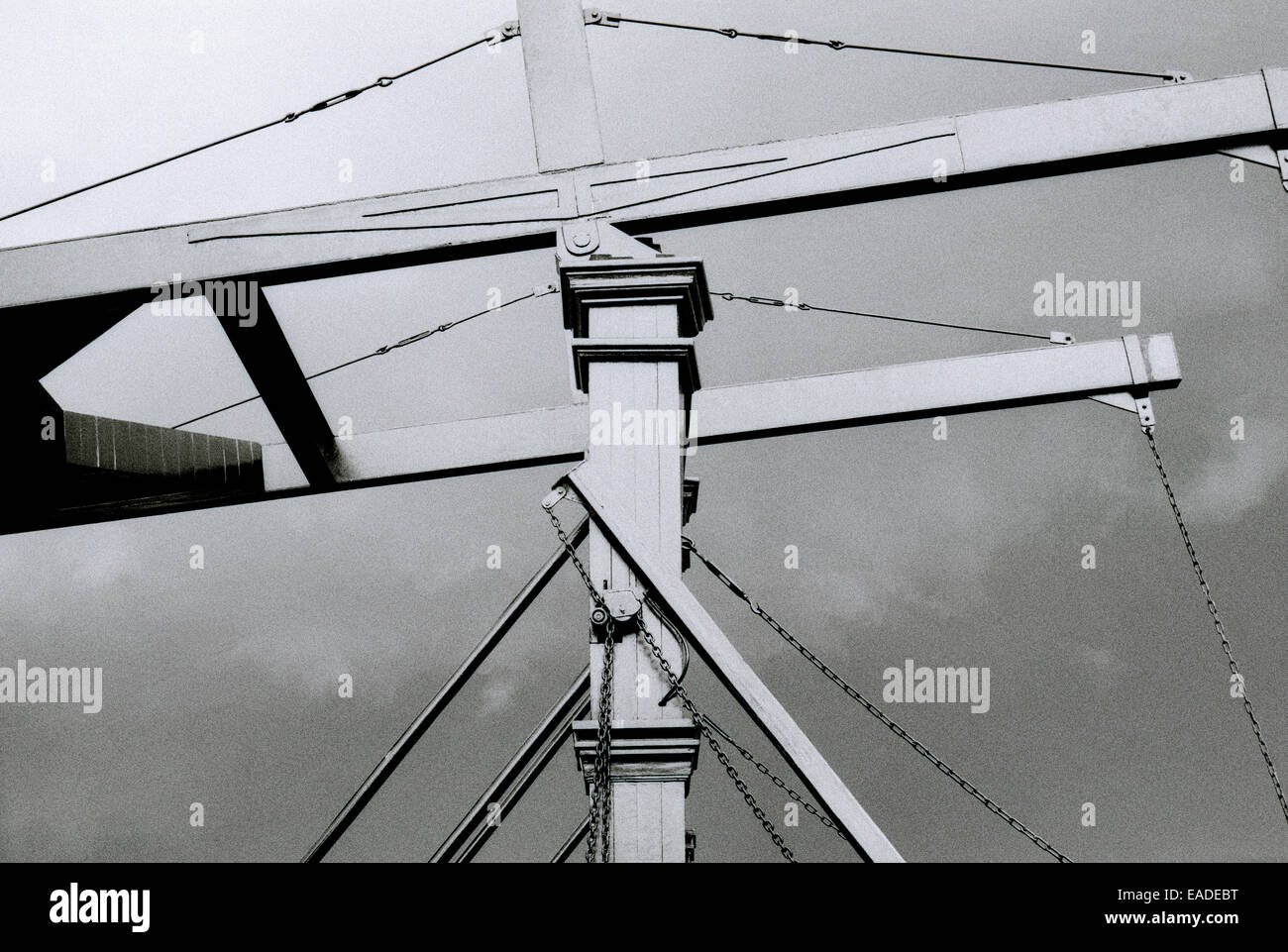 Stormy sky behind the drawbridge Kota Intan Bridge in Jakarta in Java ...