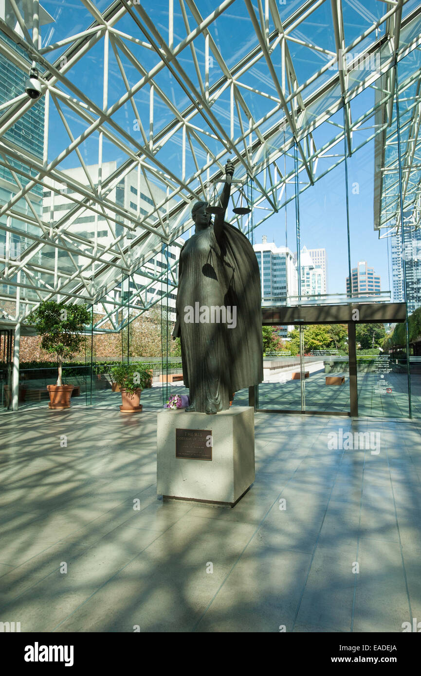 Statue of Justice located in The Great Hall at the Vancouver Law Courts ...