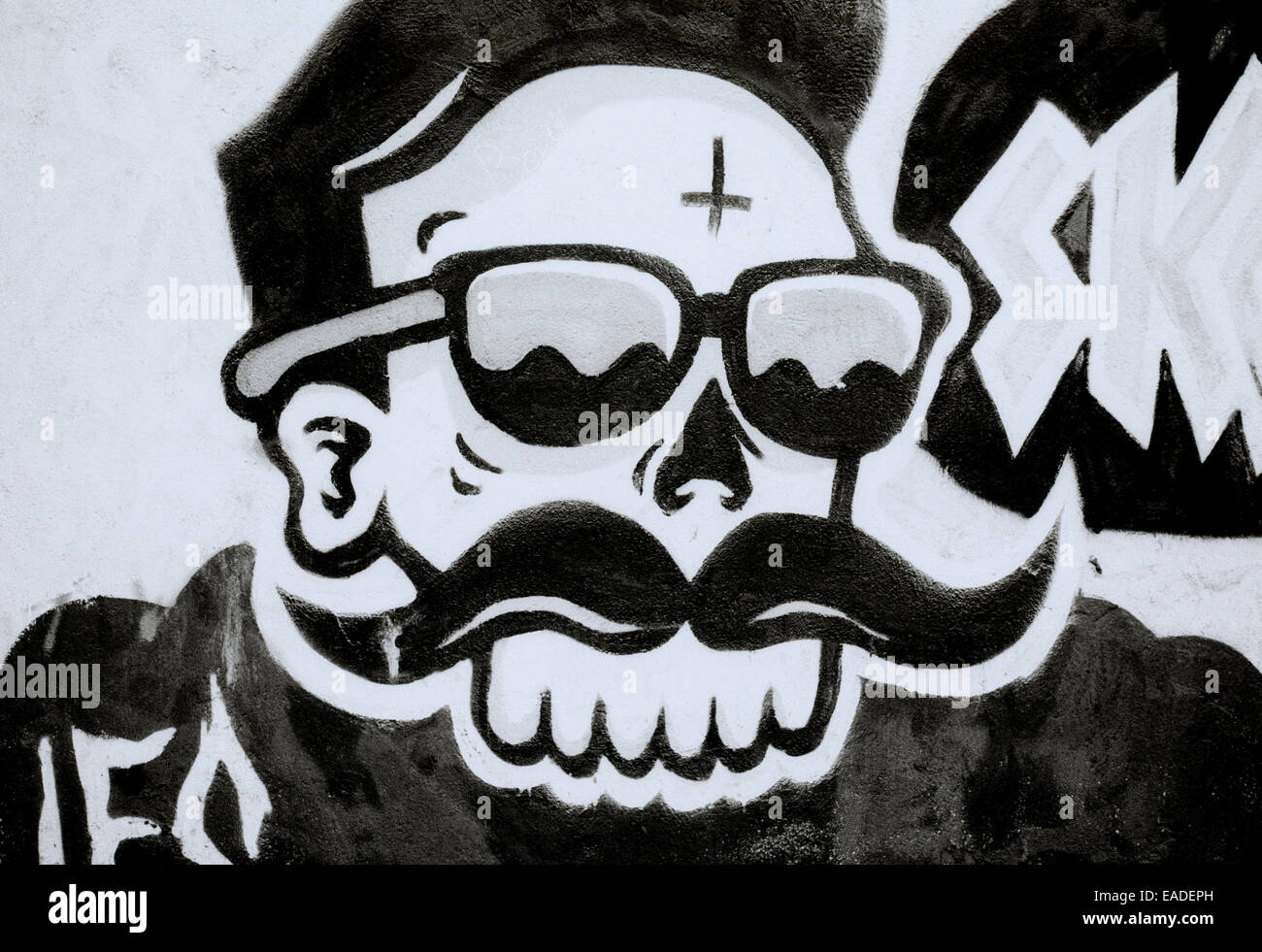 Dude graffiti street art in Jakarta in Java in Indonesia in Southeast ...