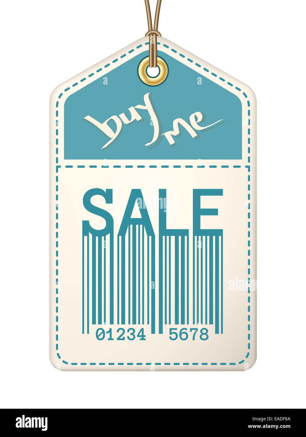 Vintage sale tag with stitches Stock Photo - Alamy