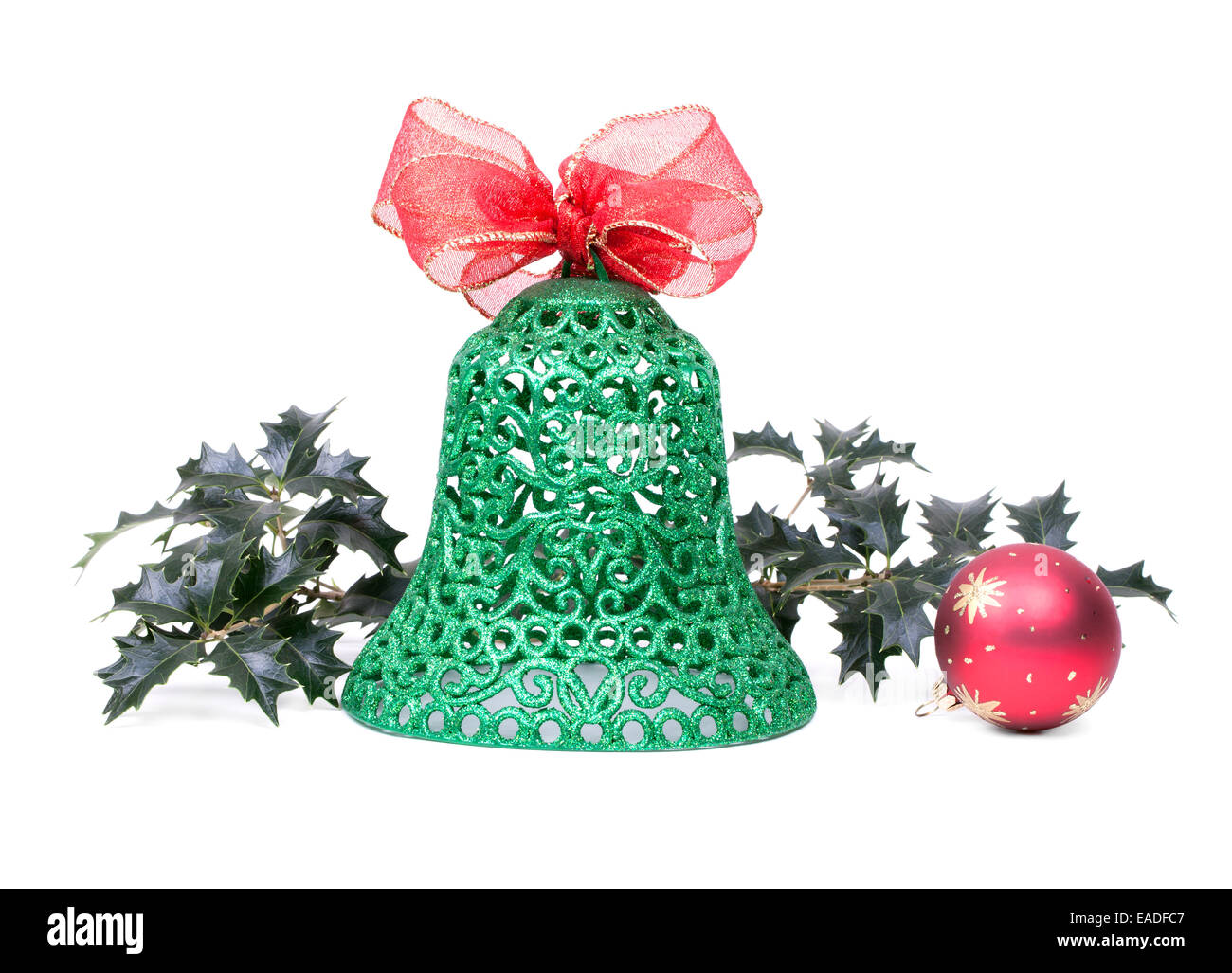 Green Christmas bell, isolated on white background Stock Photo - Alamy