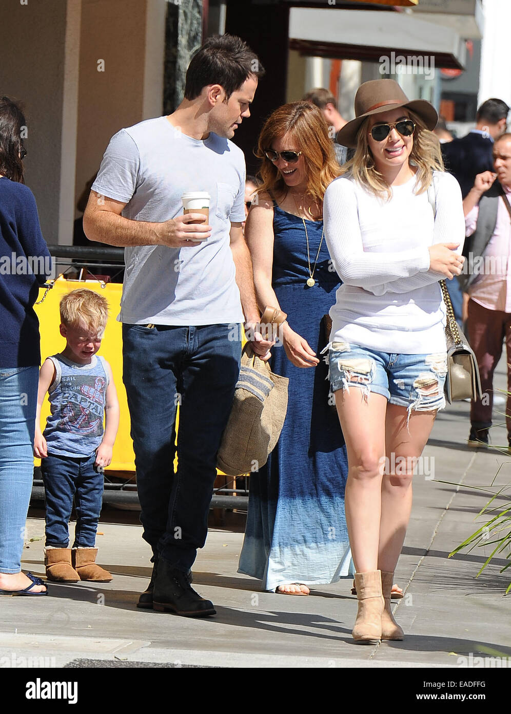 Hilary Duff has breakfast with son Luca Comrie and husband Mike Comrie ...