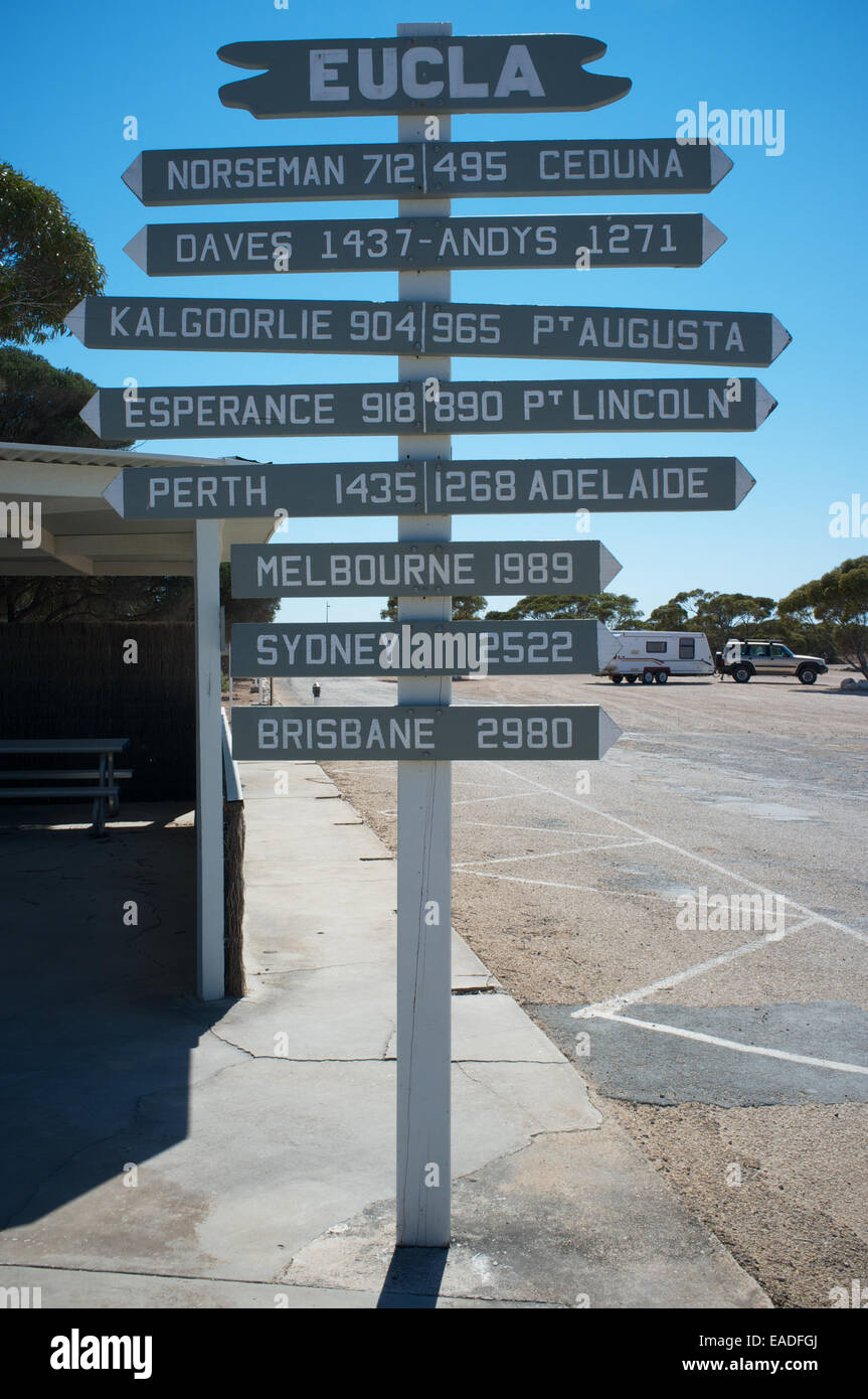 Eucla signpost to other destinations in Australia Stock Photo - Alamy