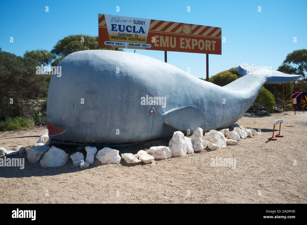 The whale at the Eucla Motel, on the Eyre Highway in Western Australia ...