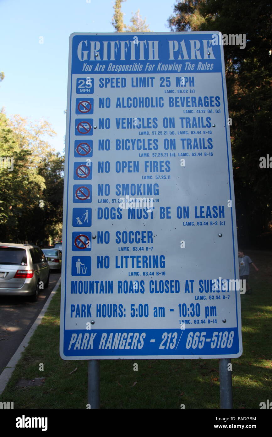 Griffith Park Sign Stock Photo - Alamy