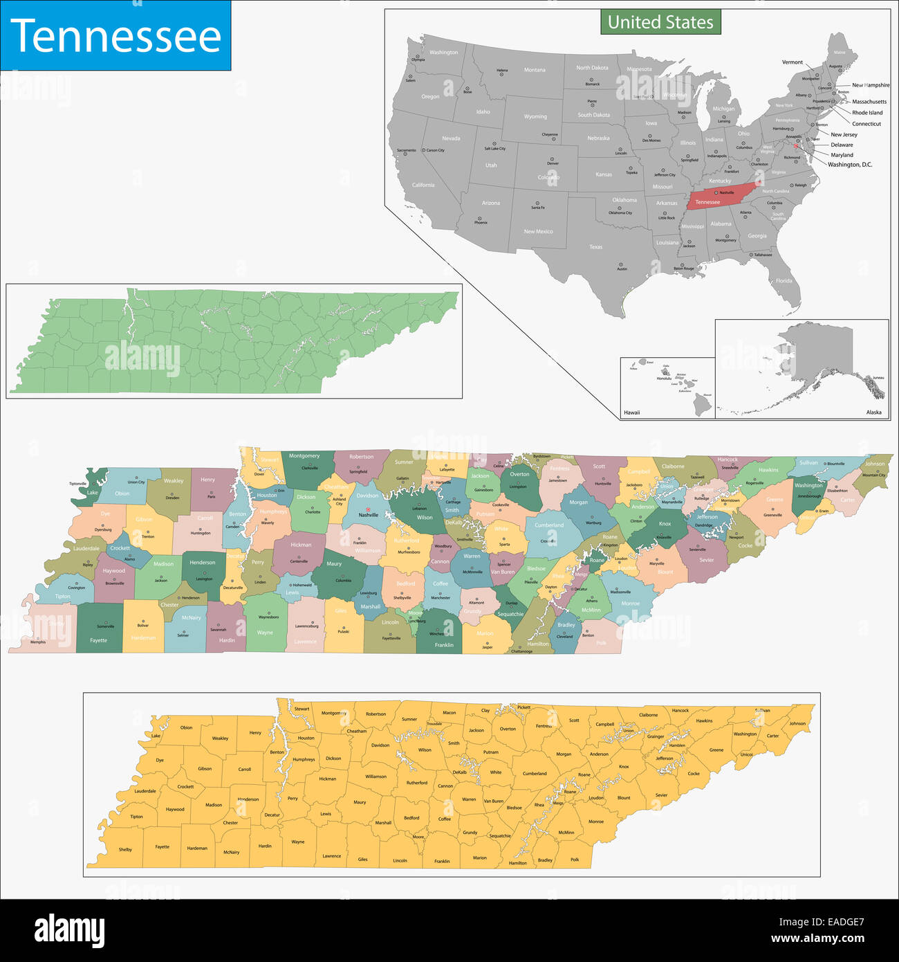 Political map of tennessee hi-res stock photography and images - Alamy
