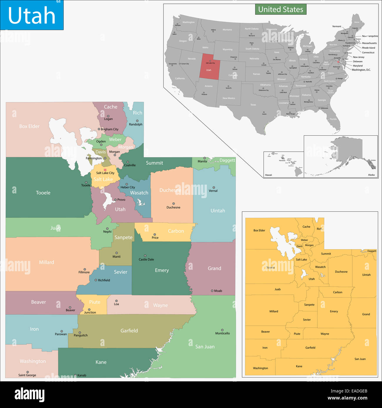 Political map of utah hi-res stock photography and images - Alamy