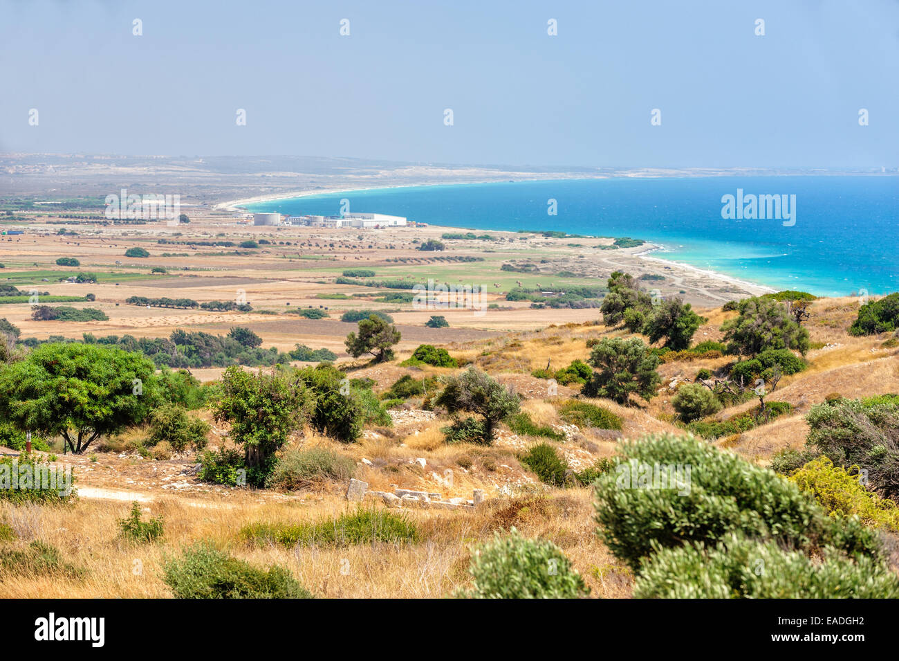 Farmlands on coast of Episkopi bay near Lemesos on Cyprus Stock Photo ...