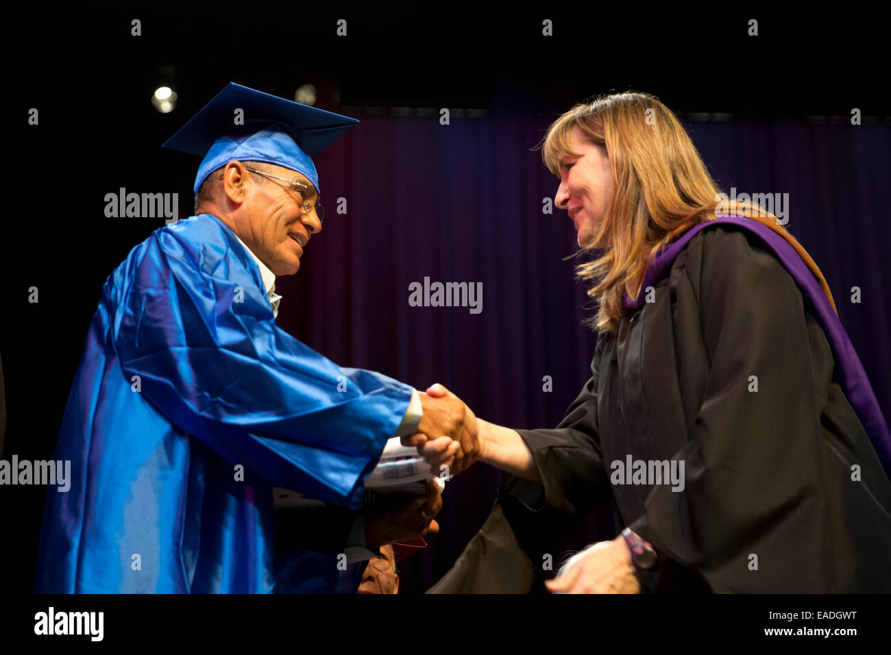 Ceremony for US military war veterans receiving honorary high school diplomas as they were never ...