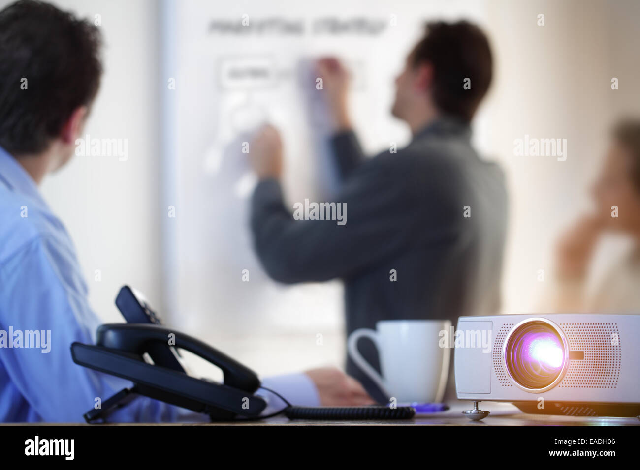 Businessman writing whiteboard conference room High Resolution Stock ...