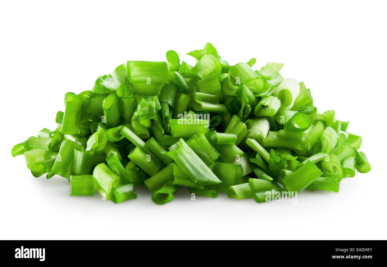 Fresh chopped green onions on a white background. Clipping Path Stock ...