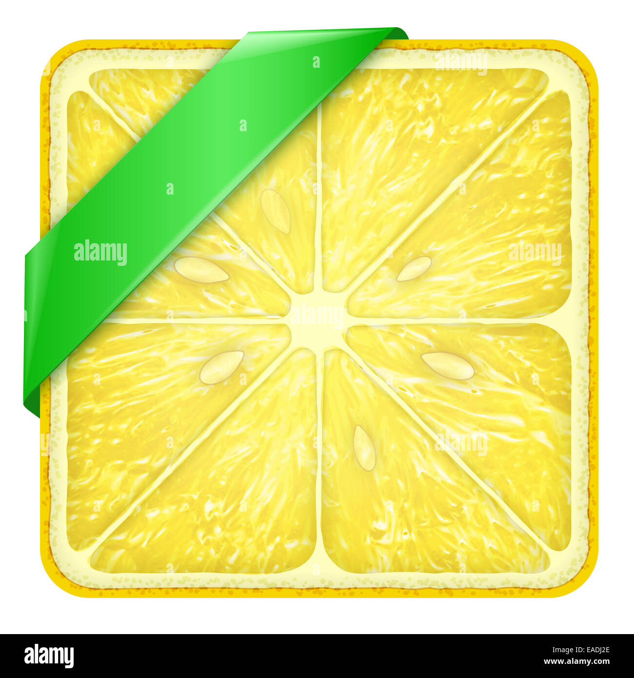 Square slice of lemon Green Line Stock Photo - Alamy