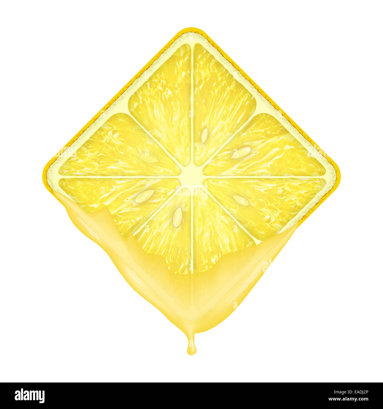 Square slice of lemon with fresh juice Stock Photo - Alamy