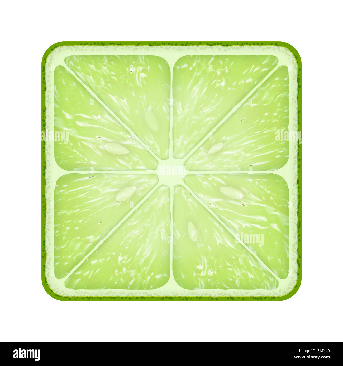 Square slice of lime. Isolated on white background Stock Photo - Alamy