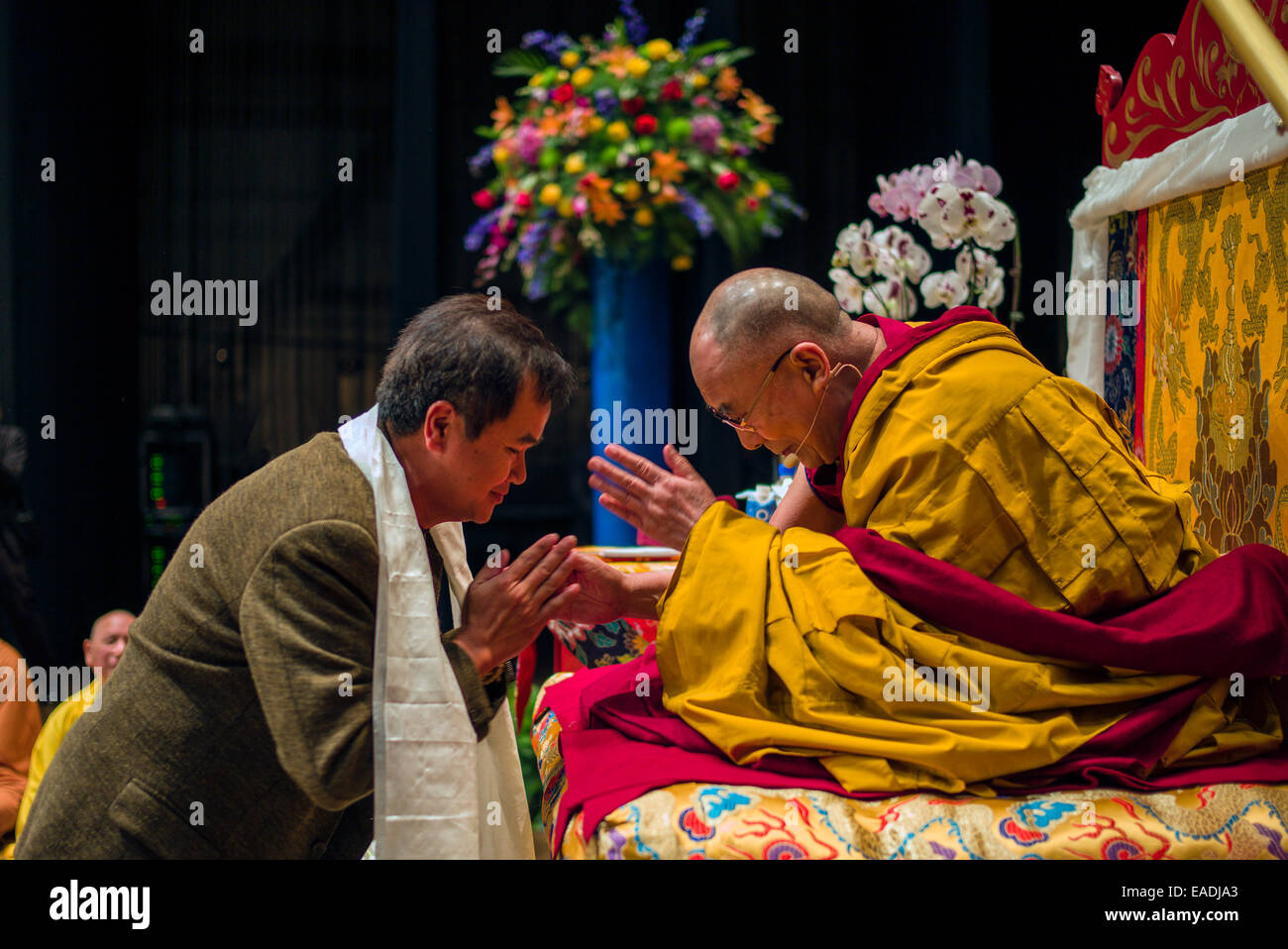 His Holiness the 14 Dalai Lama teaches lessons on Buddhism at the Wang ...