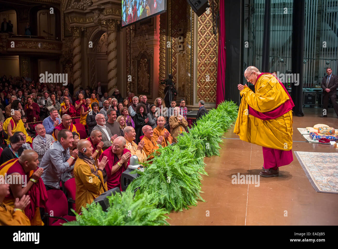 His Holiness the 14 Dalai Lama teaches lessons on Buddhism at the Wang ...