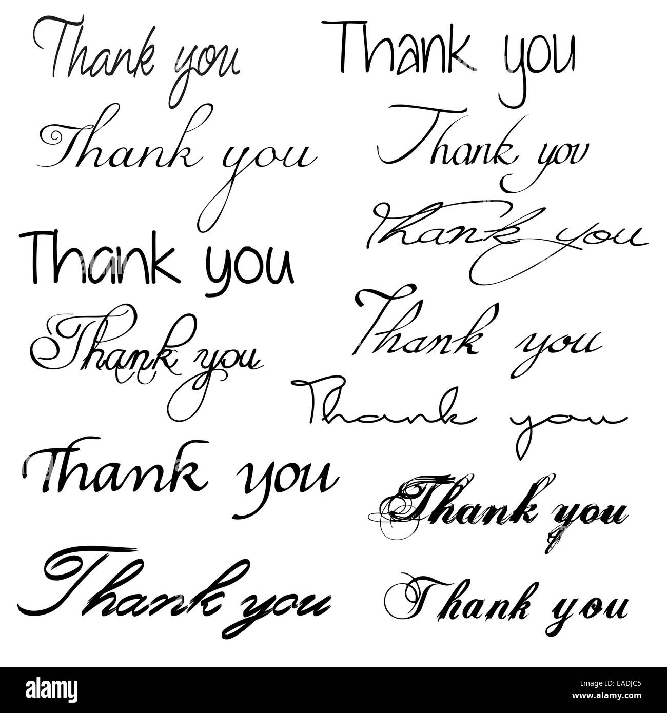Thank you - calligraphy set Stock Photo - Alamy