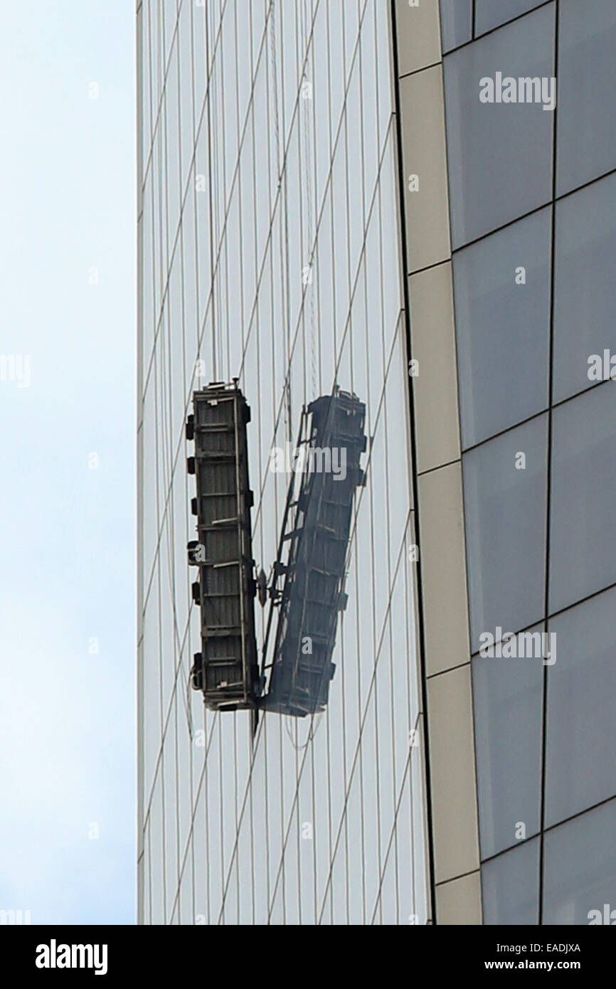 New York City, NY, USA. 12th Nov, 2014. Two window washers who were ...