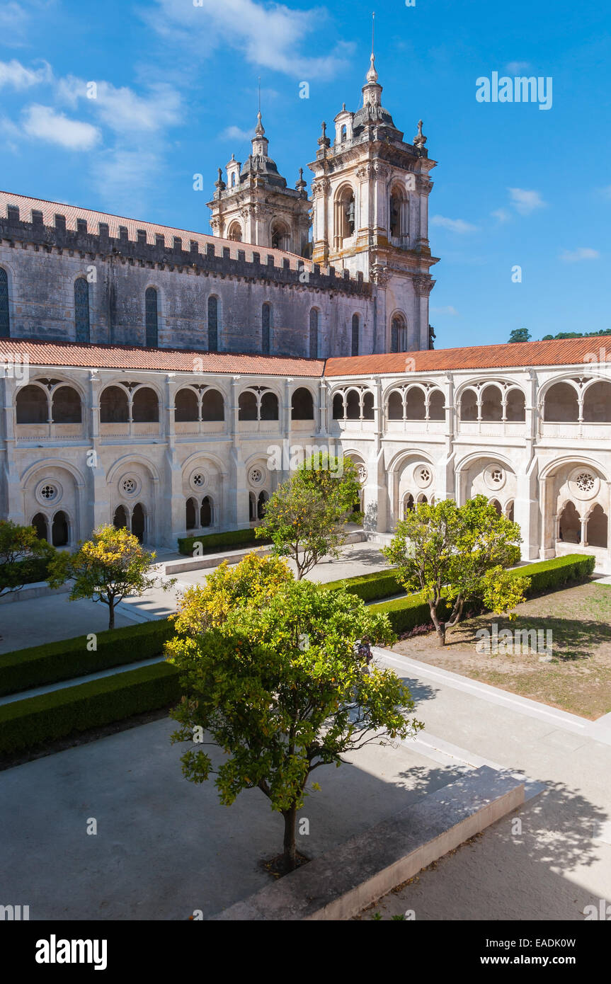 Courtyard of roman catholic Monastery of Alcobaca, Portugal Stock Photo ...