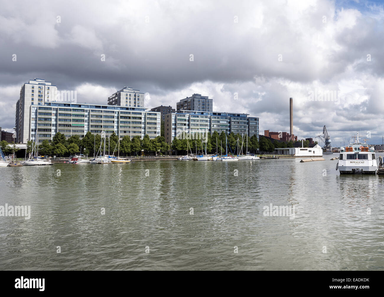 View across the bay towards the apartment blocks in Hakaniemi and ...