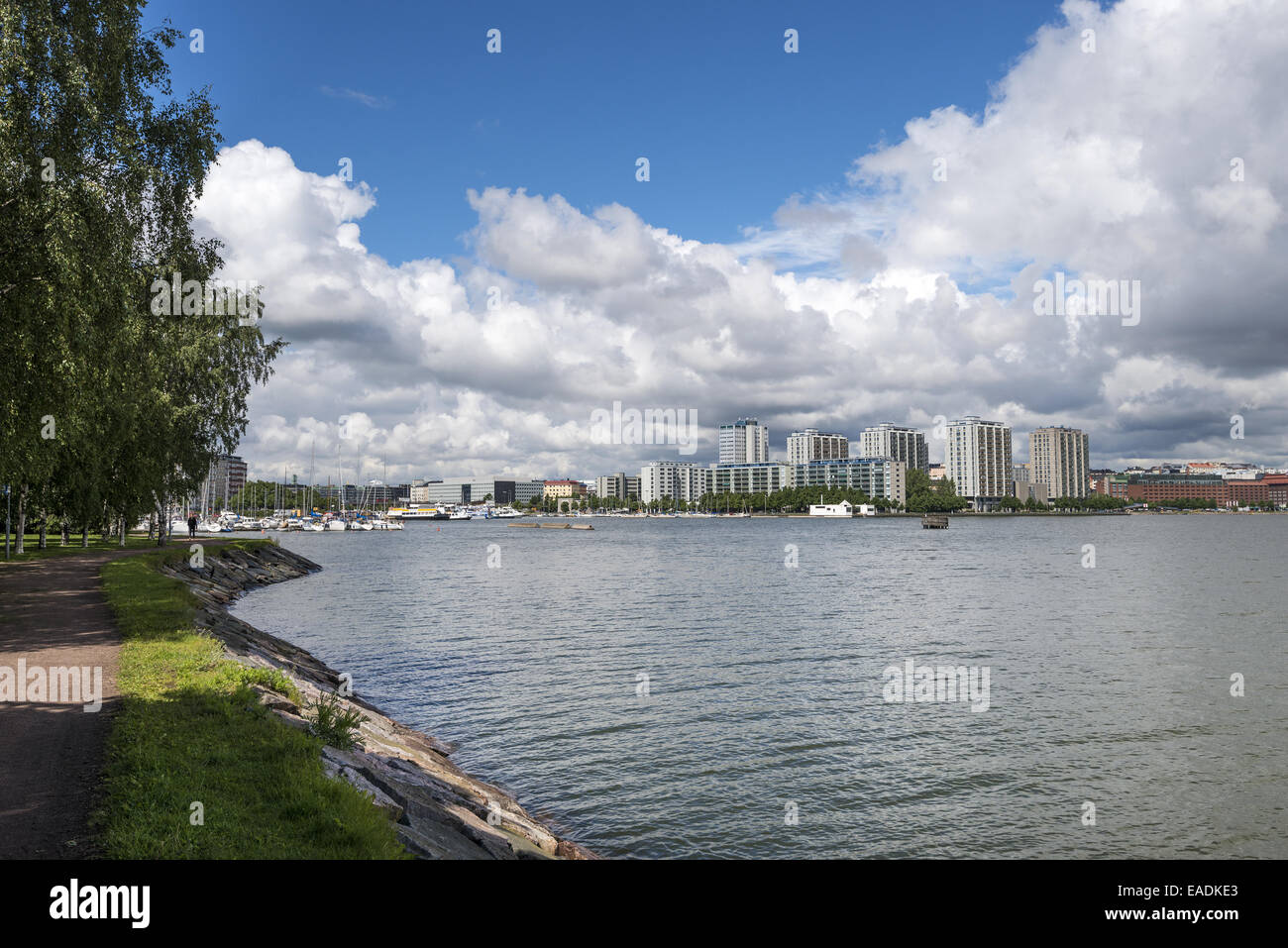 The view from Tervasaari Island across the bay towards the apartment ...