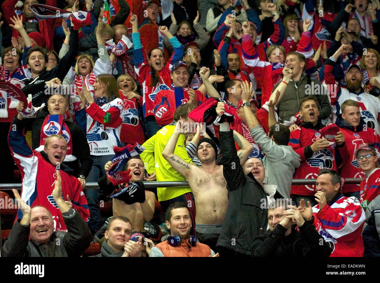 Moscow, Russia. 12th Nov, 2014. Fans cheer on the team. The game ...
