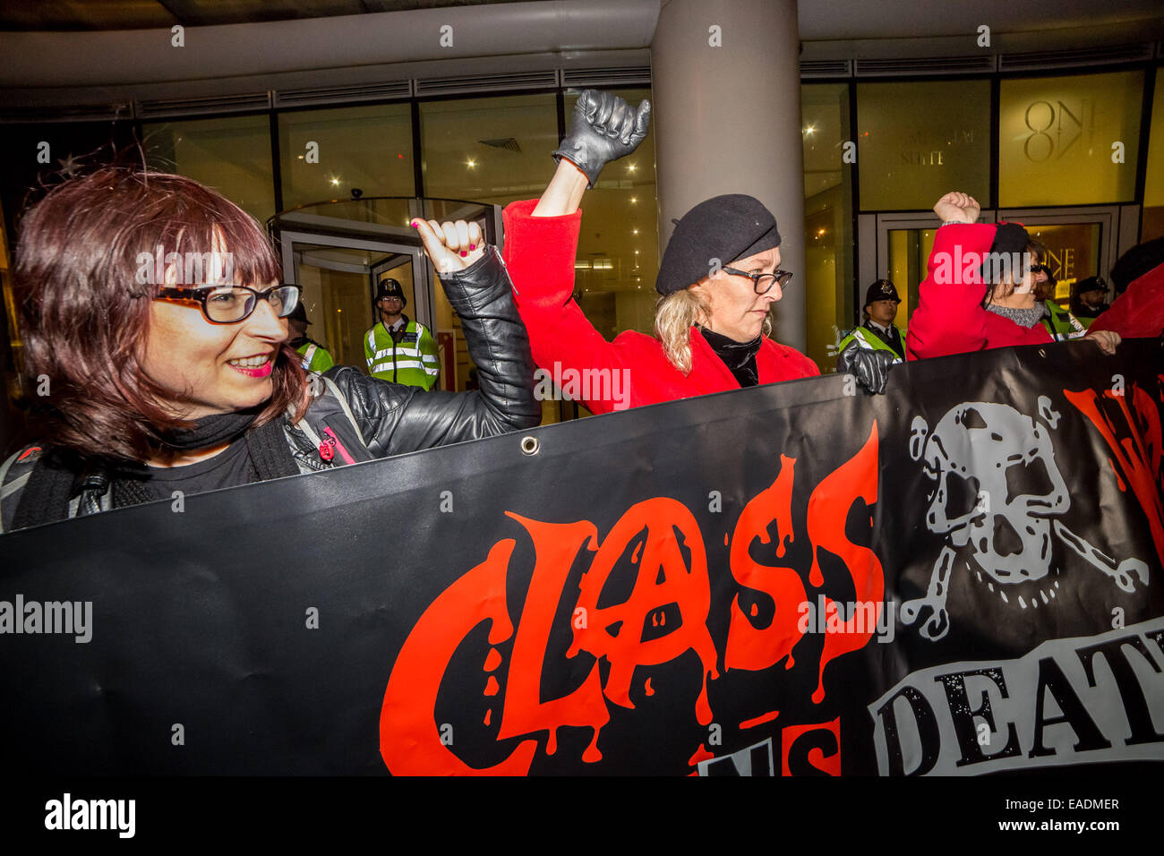 London, UK. 12th Nov, 2014. Class War 'Poor Door’ segregation protest ...