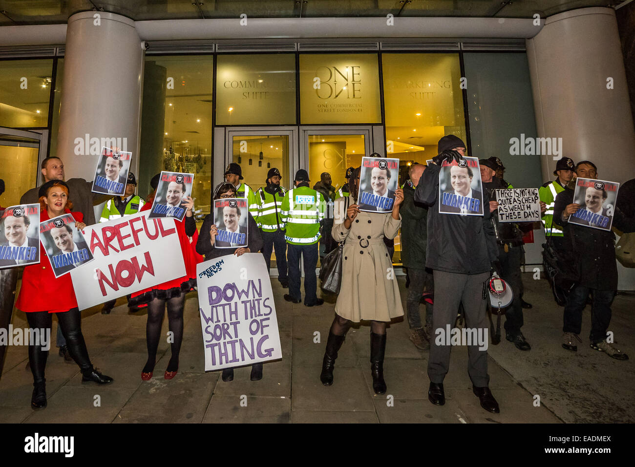London, UK. 12th Nov, 2014. Class War 'Poor Door’ segregation protest ...