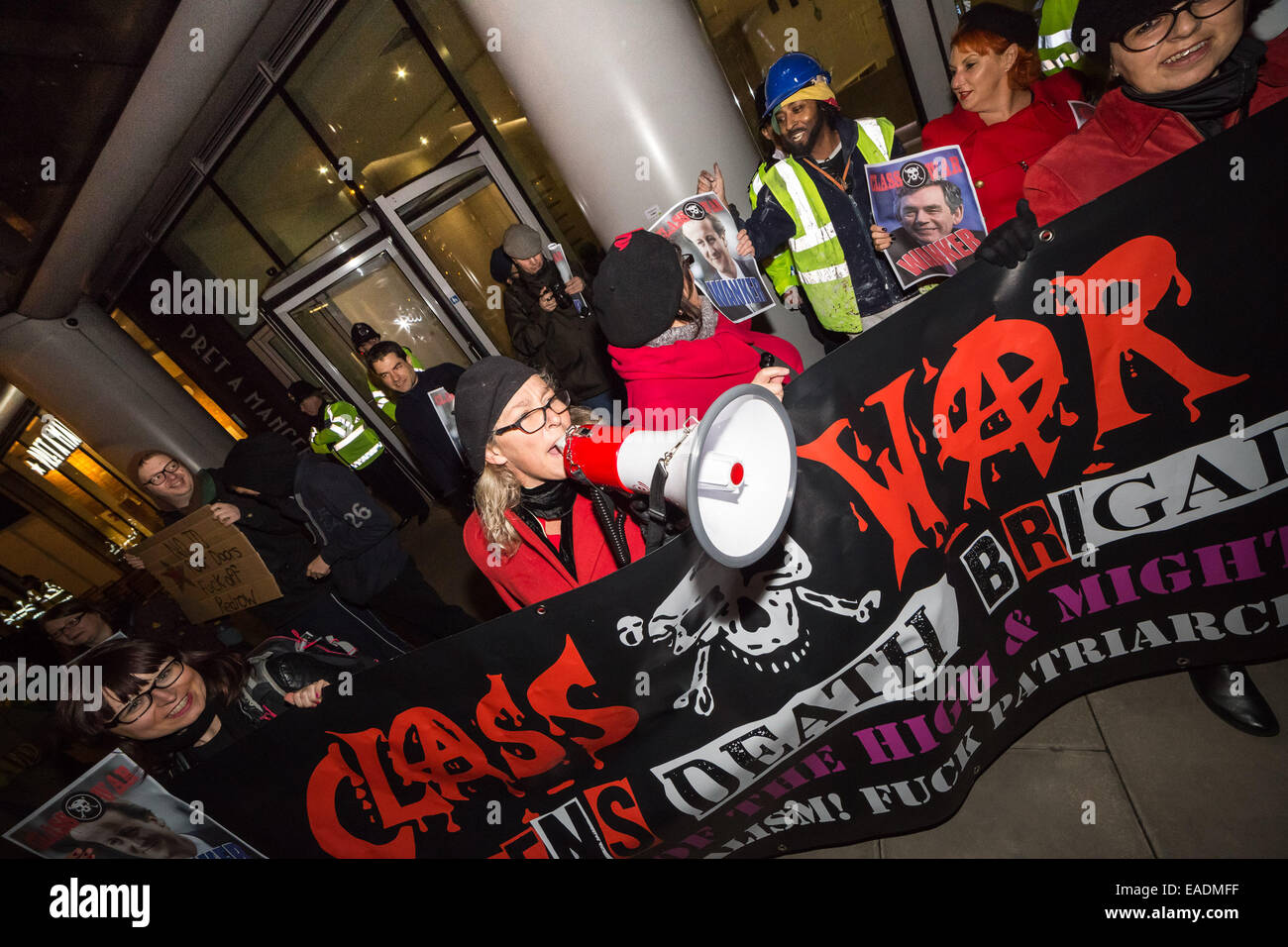 London, UK. 12th Nov, 2014. Class War 'Poor Door’ segregation protest ...