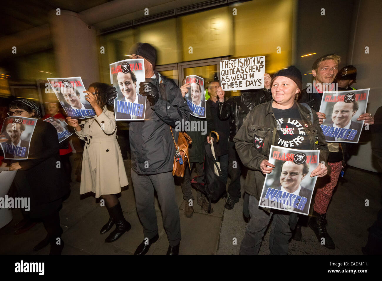 London, UK. 12th Nov, 2014. Class War 'Poor Door’ segregation protest ...